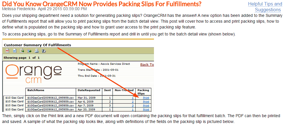 Did You Know OrangeCRM Now Provides Packing Slips For Fulfillments